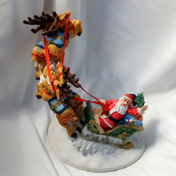 Jaimy | Holiday | Sold Vintage Christmas Santa Sleigh Polly Resin ...